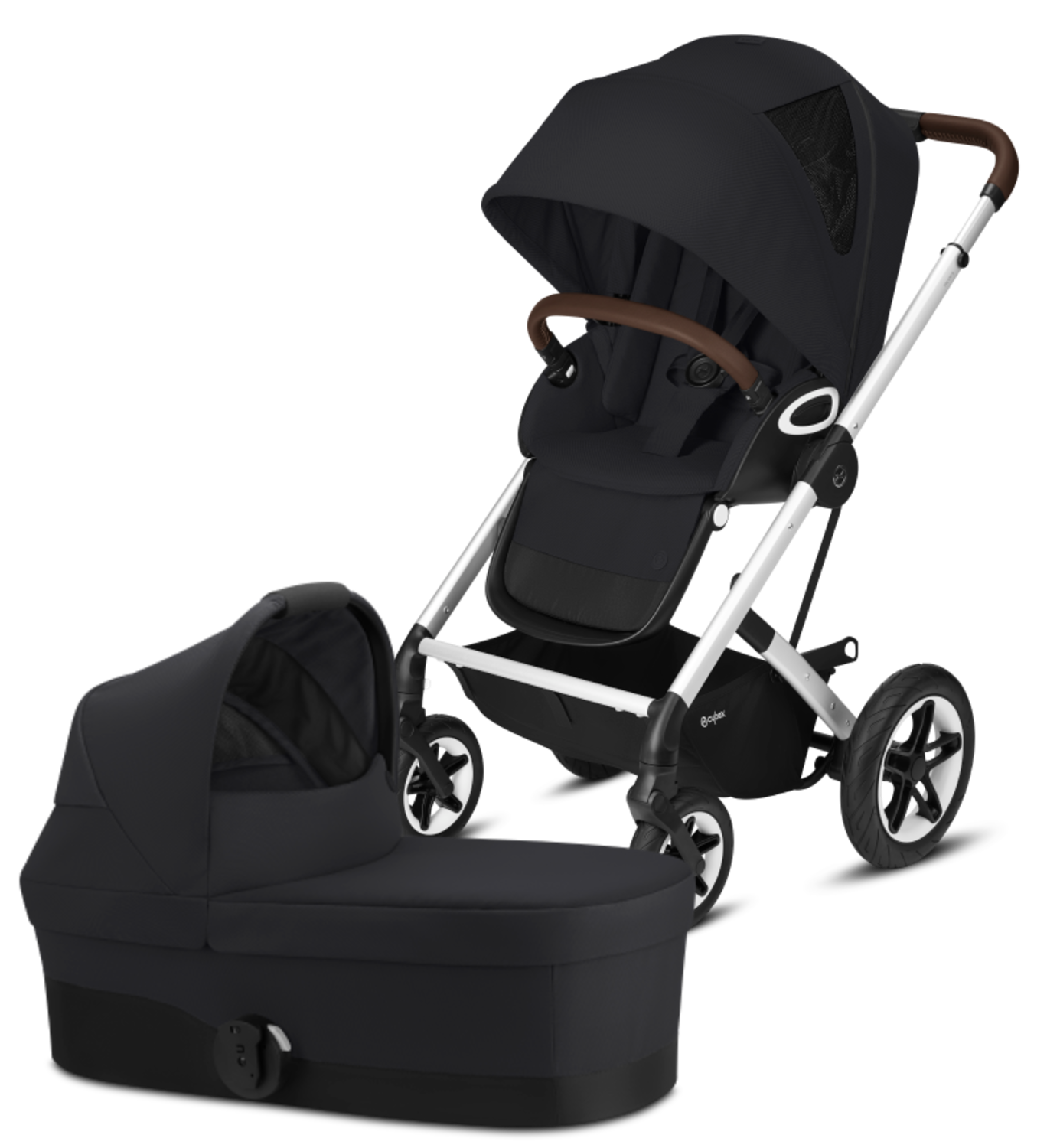 Cybex Talos S Lux Yhdistelmävaunut Hopeisella rungolla Deep Black ...